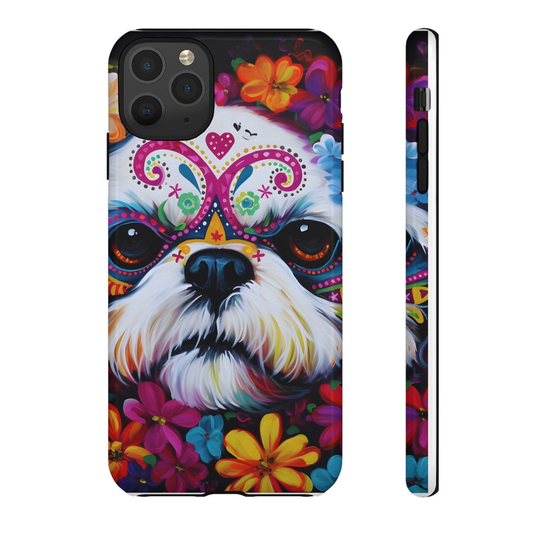 Shh Tzu Dog Sugar Skull Phone Case - Etsy