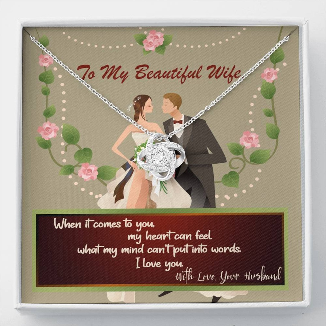 To My Beautiful Wife Necklace Love Knot Necklace Cubic Zirconia Pendant ...
