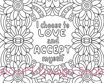 Positive Affirmation Coloring Page Positivity Quotes | Etsy