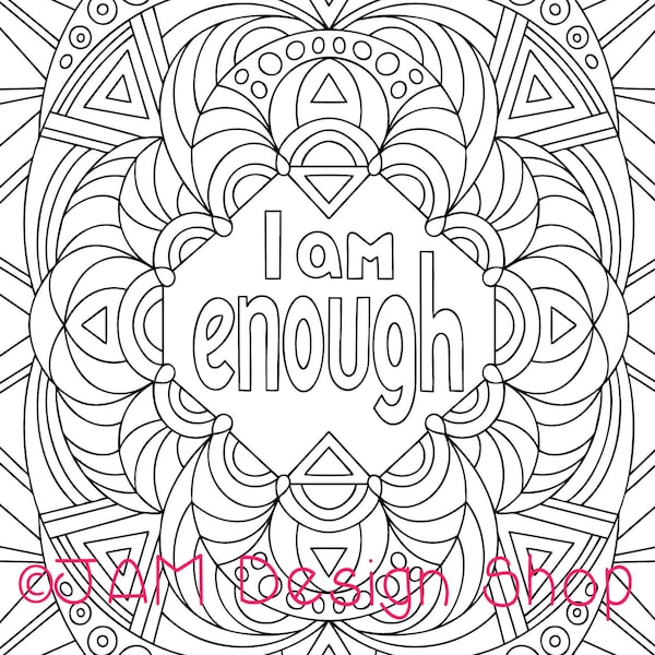 I Am Enough Coloring Page - Etsy