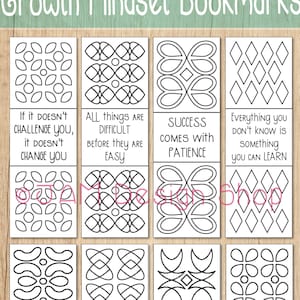 Growth Mindset Bookmarks, Bookmark Set, Printable Bookmarks, Student ...
