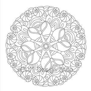 Coloring Page Mandala Design Ocean Mandala Shell Mandala | Etsy