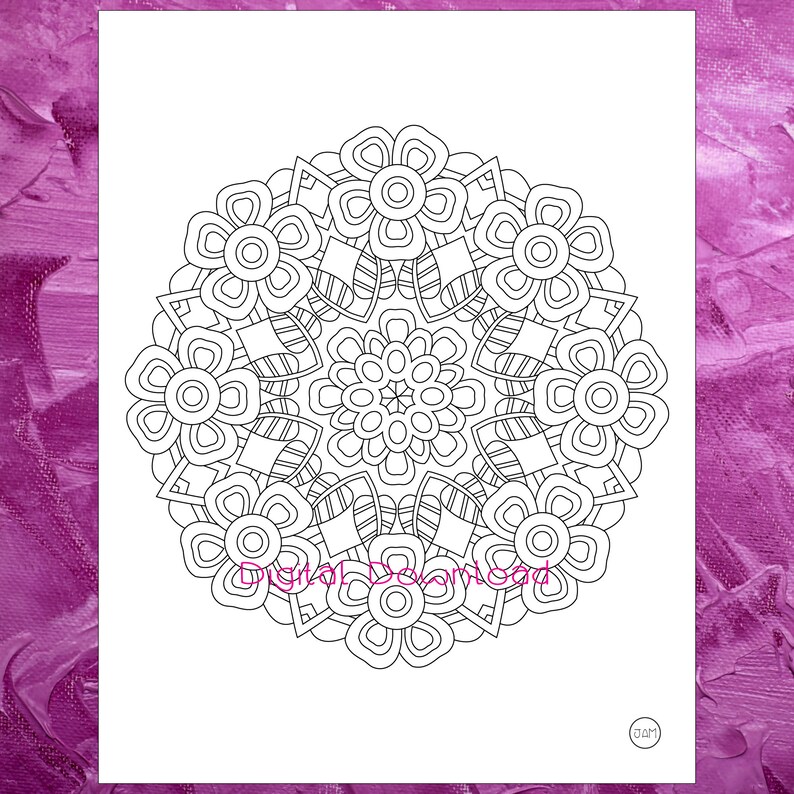 Flower Mandala Coloring Page, Instant Download, Printable Mandala ...