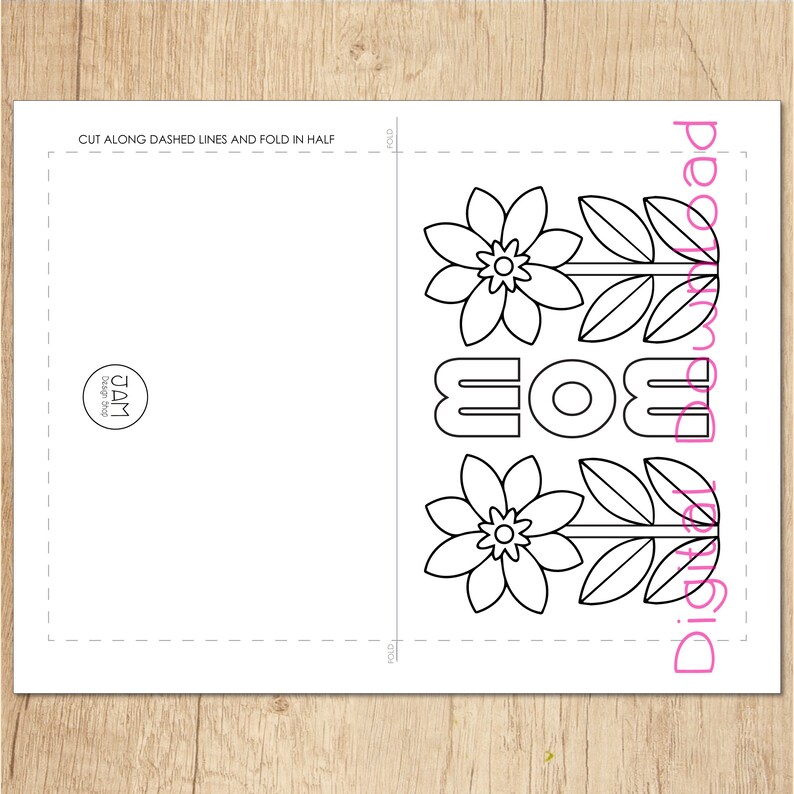 Color Your Own Mother's Day Cards, Printable Cards, Greeting Card Set ...
