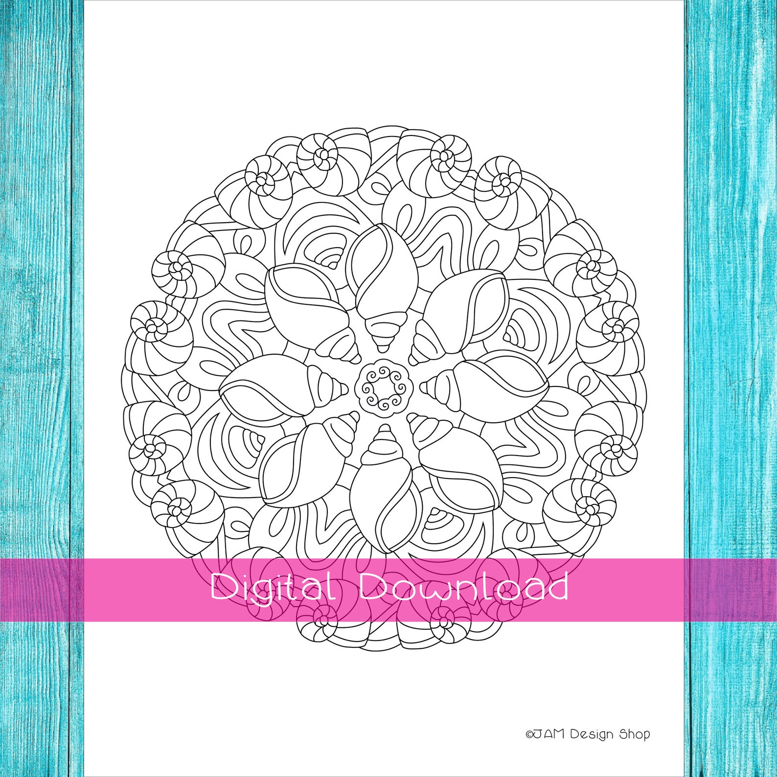 Coloring Page Mandala Design Ocean Mandala Shell Mandala | Etsy