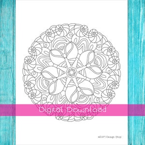 Coloring Page Mandala Design Ocean Mandala Shell Mandala | Etsy
