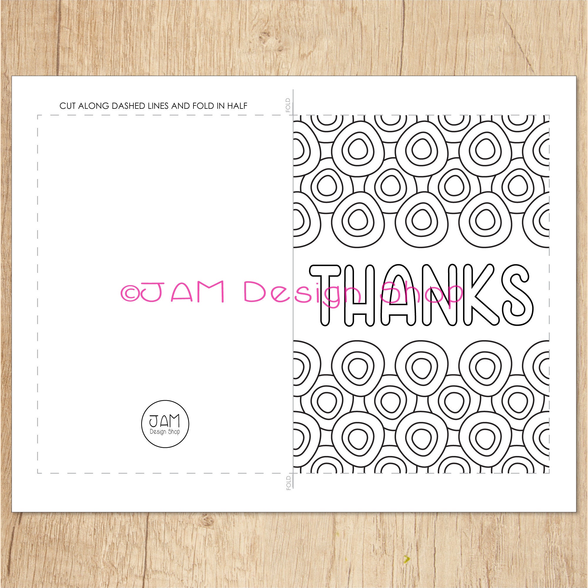 Color Your Own Thank You Cards, Digital Download, Geometric Designs ...