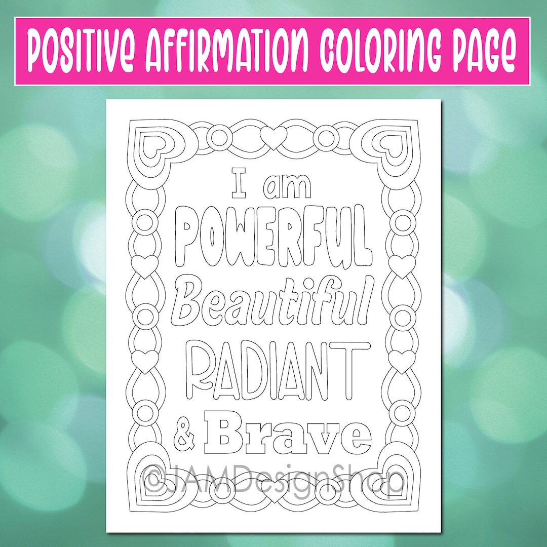 Positive Affirmation, Coloring Page, Coloring for Adults, Adult ...