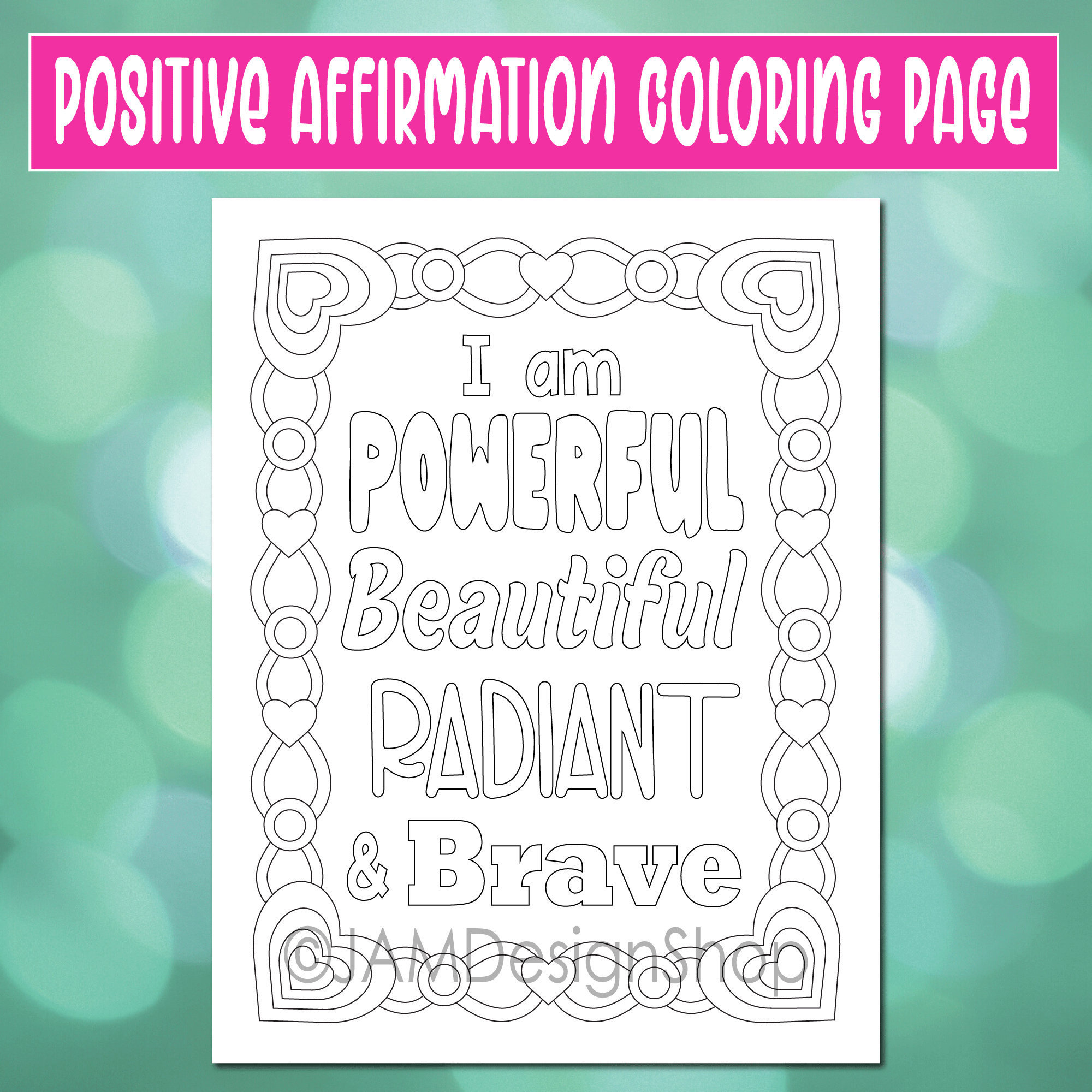 Positive Affirmation, Coloring Page, Coloring for Adults, Adult ...