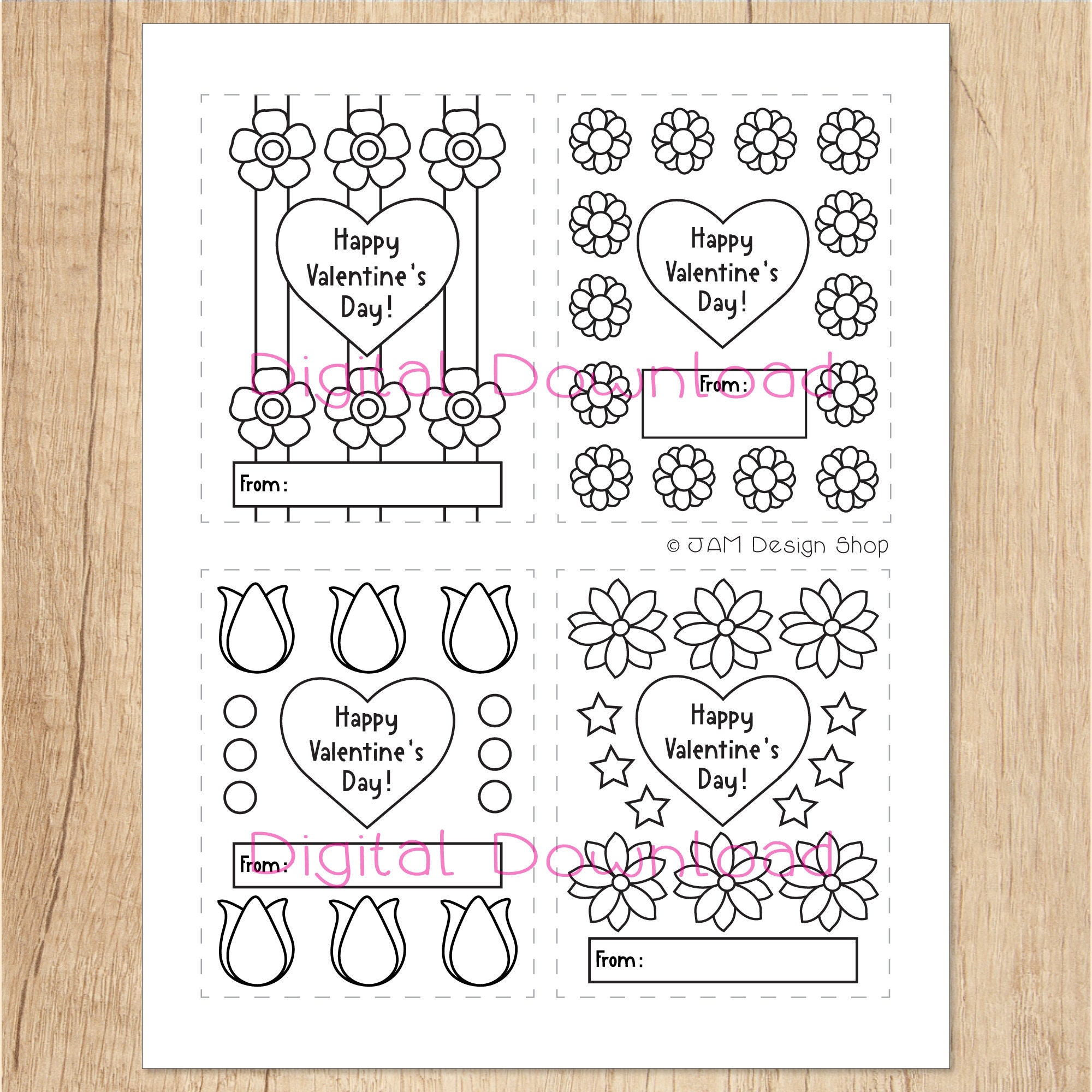 Color Your Own Valentines Day Cards, Printable Valentines, Coloring ...