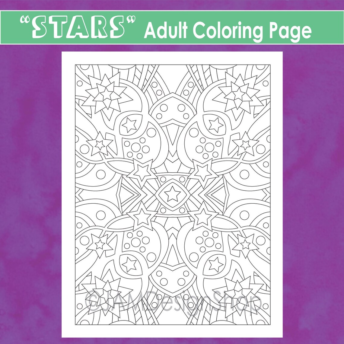Coloring Page, Star Design, Star Pattern, Coloring for Adults, Adult ...