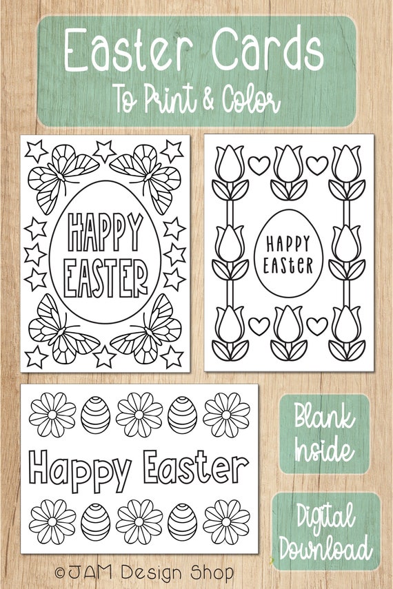 Color Your Own Easter Cards Printable Cards Greeting Card | Etsy