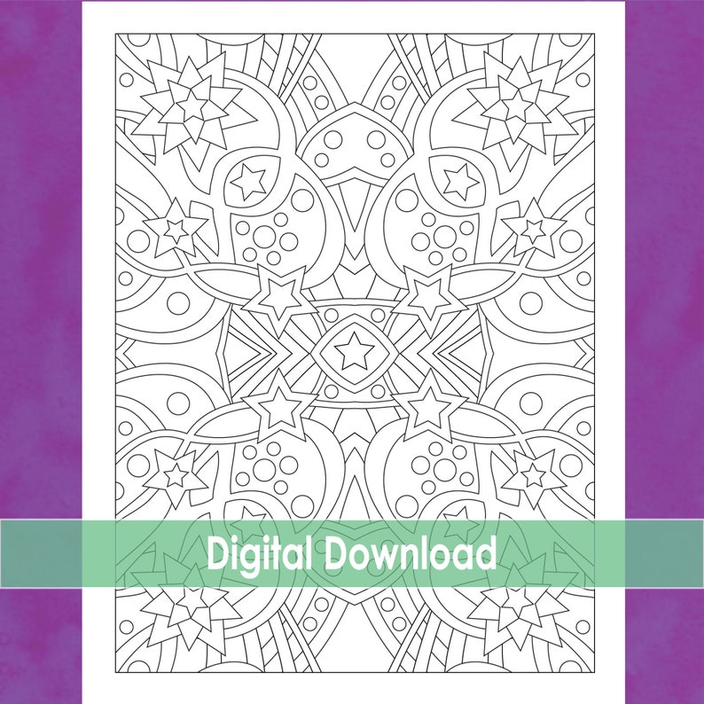 Coloring Page, Star Design, Star Pattern, Coloring for Adults, Adult ...