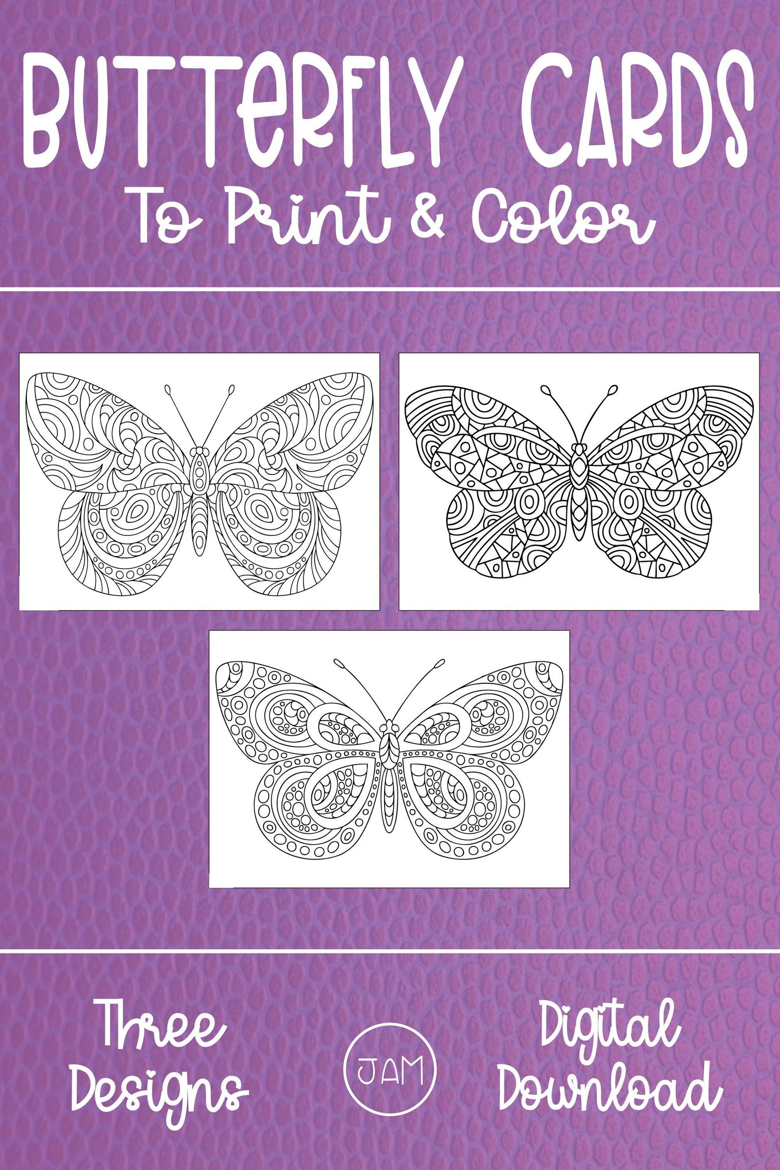 Coloring Cards, Coloring Book Cards, Butterfly Design, Thinking of You ...