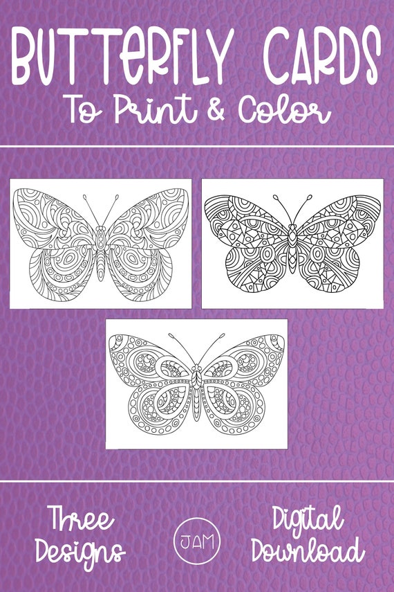 Coloring Cards Coloring Book Cards Butterfly Design - Etsy