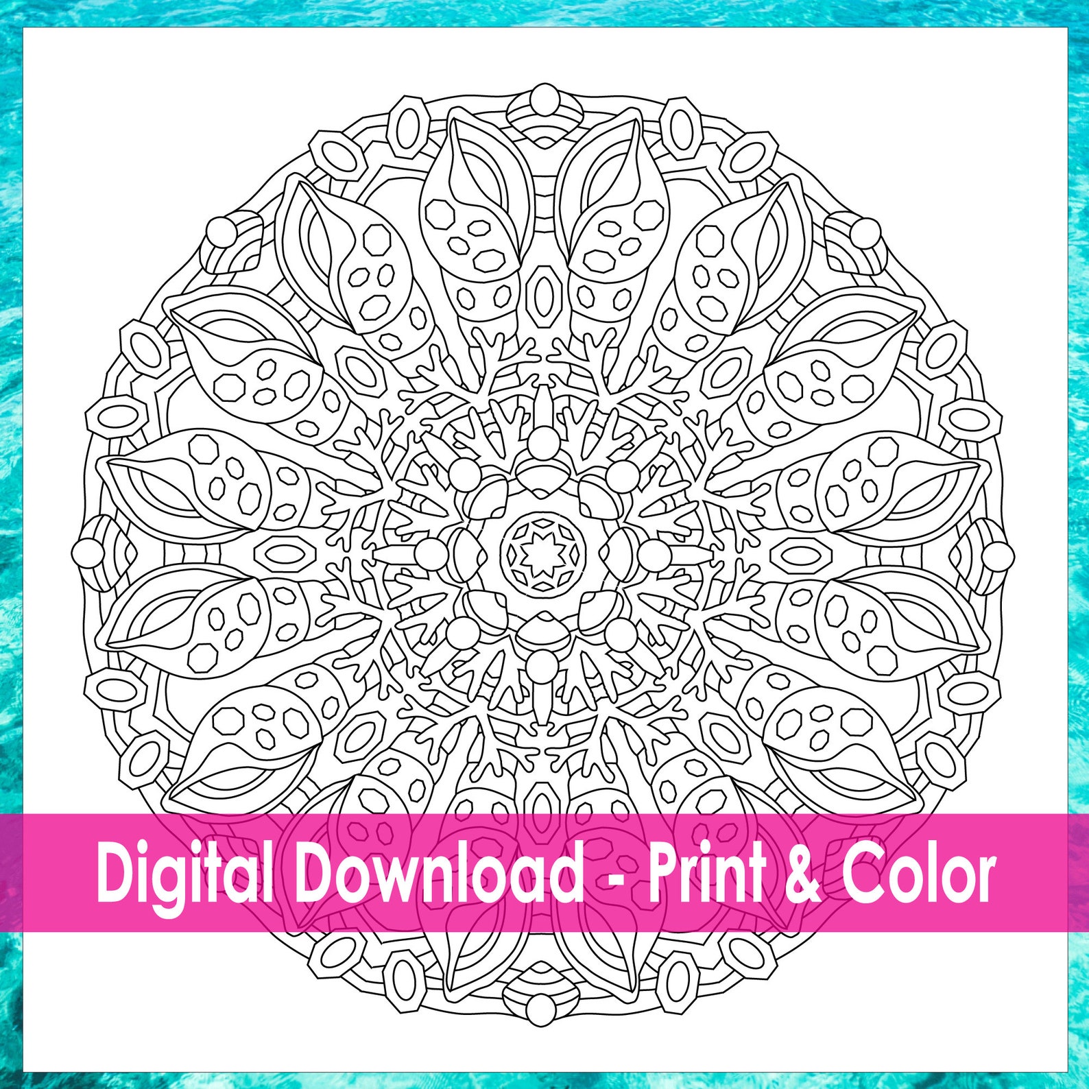 Ocean Mandala Mandala Coloring Page Coloring for Adults - Etsy