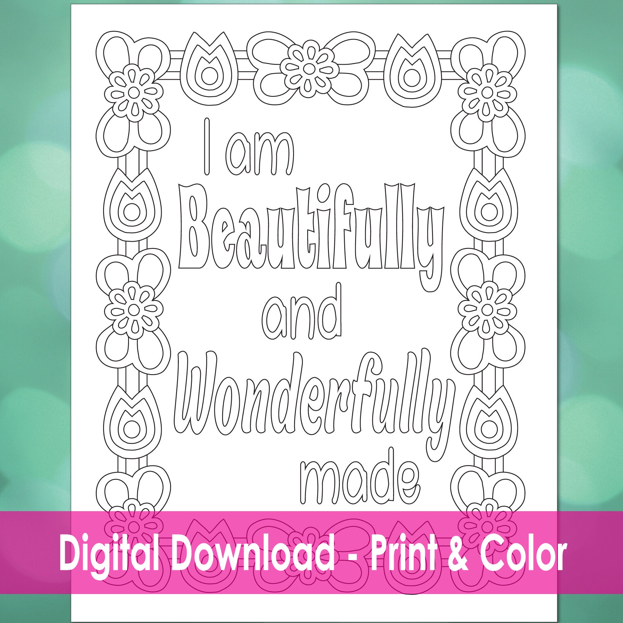 Positive Affirmation Coloring Page. Adult Coloring Page, Self ...