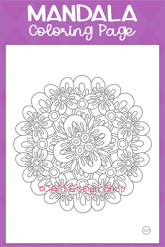 Flower Mandala Coloring Page Instant Download Printable | Etsy
