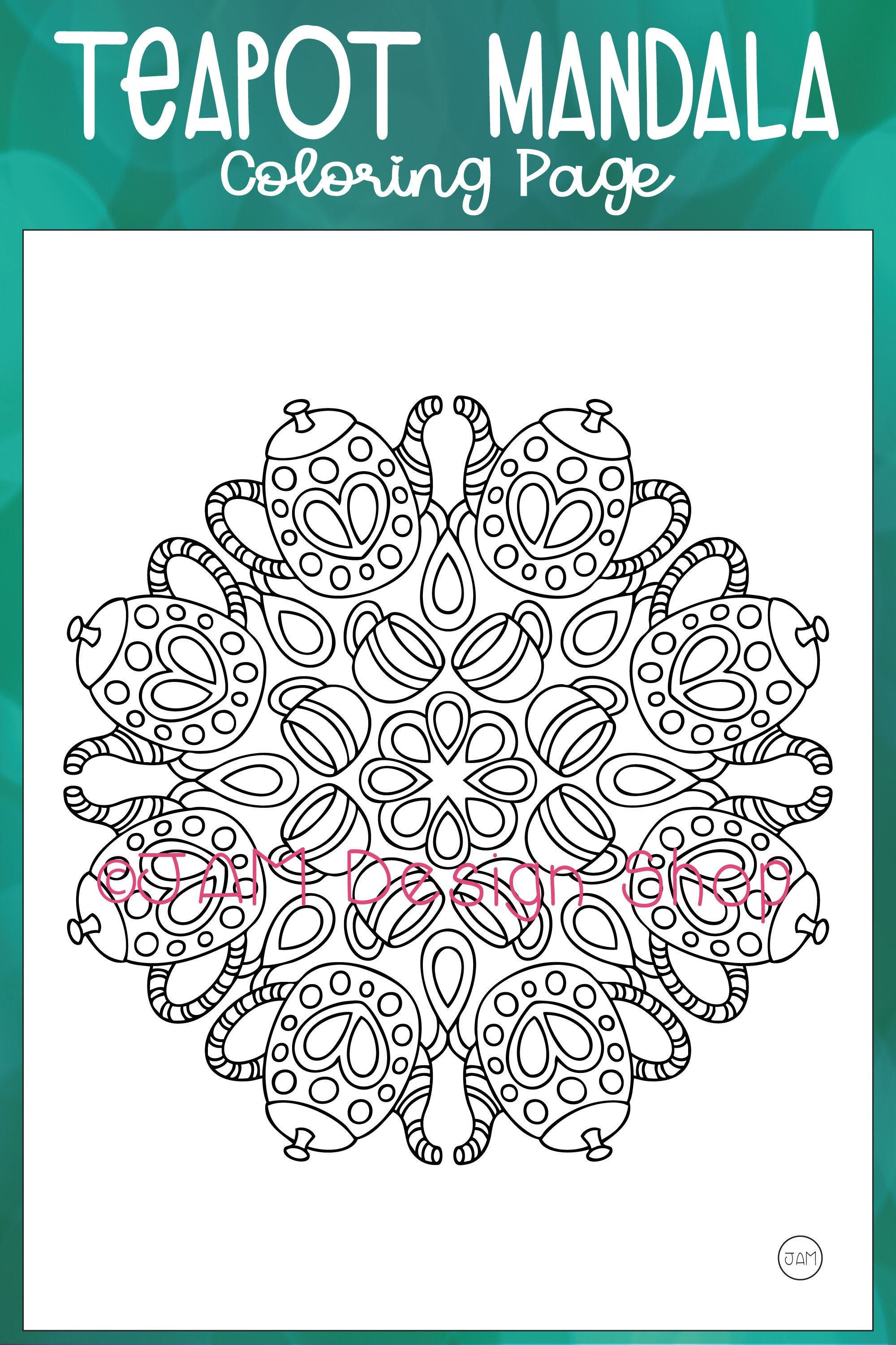 Teapot Mandala Mandala Coloring Page Tea Lovers Gift Tea | Etsy