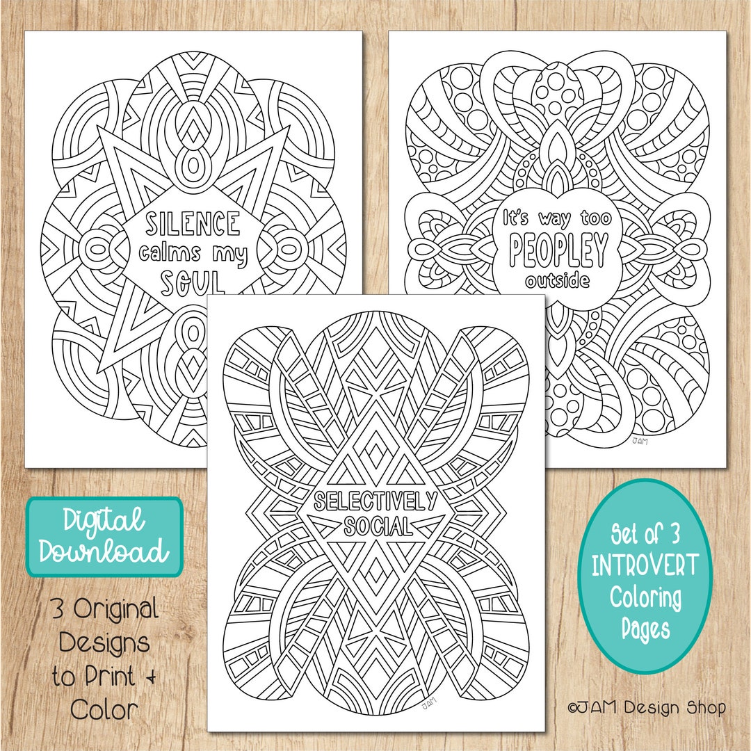 Introvert Gift, Introvert Quotes, Coloring Page, Coloring for Adults ...