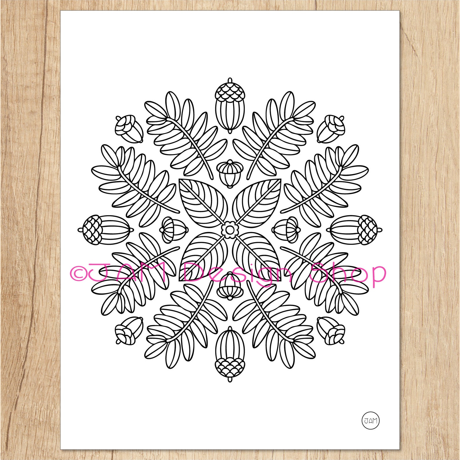 Digital Download, Fall Theme, Autumn, Mandala Coloring Pages, Acorns ...