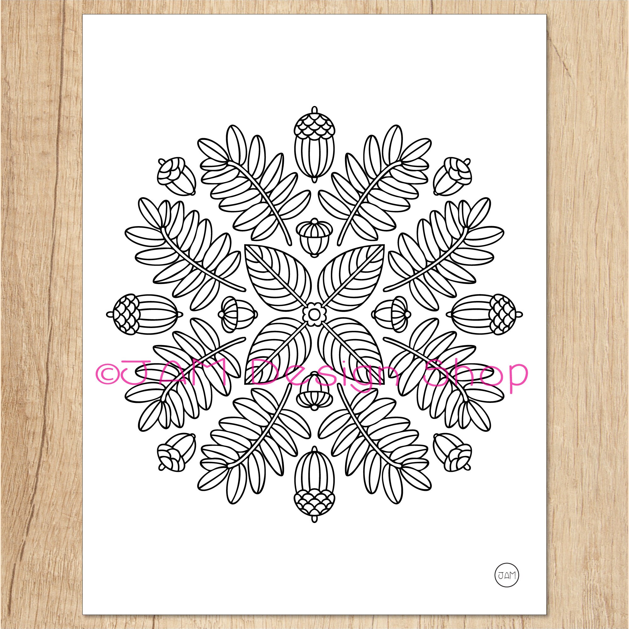 Digital Download, Fall Theme, Autumn, Mandala Coloring Pages, Acorns ...