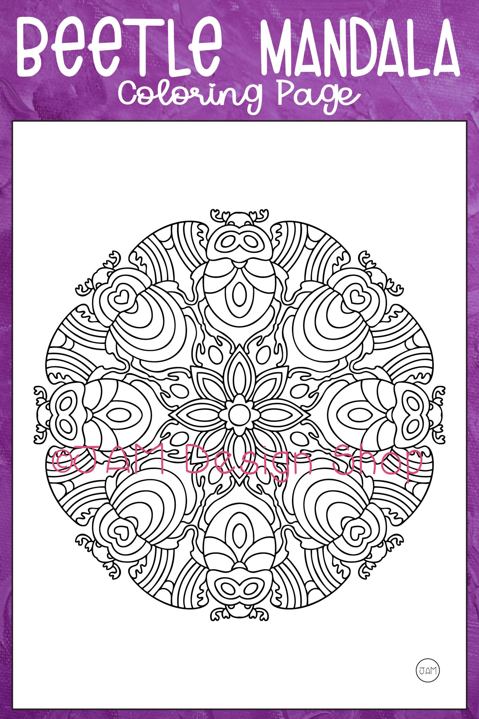 Insect Coloring Page, Beetle Mandala, Coloring PDF, Insect Pattern ...