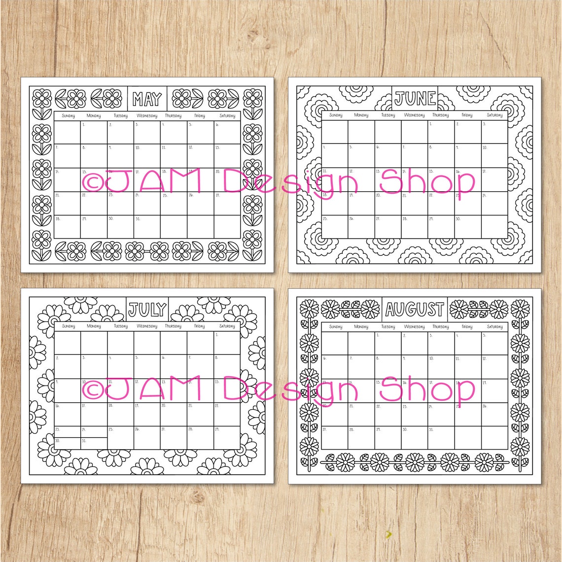 Digital Download, Printable Calendar 2023 Monthly, Floral Calendar 2023 ...