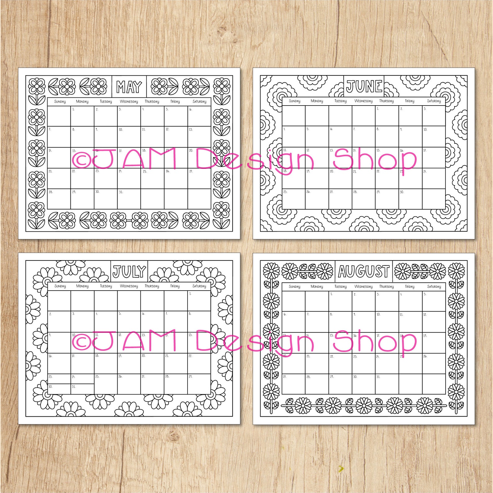 Digital Download, Printable Calendar 2023 Monthly, Floral Calendar 2023 ...