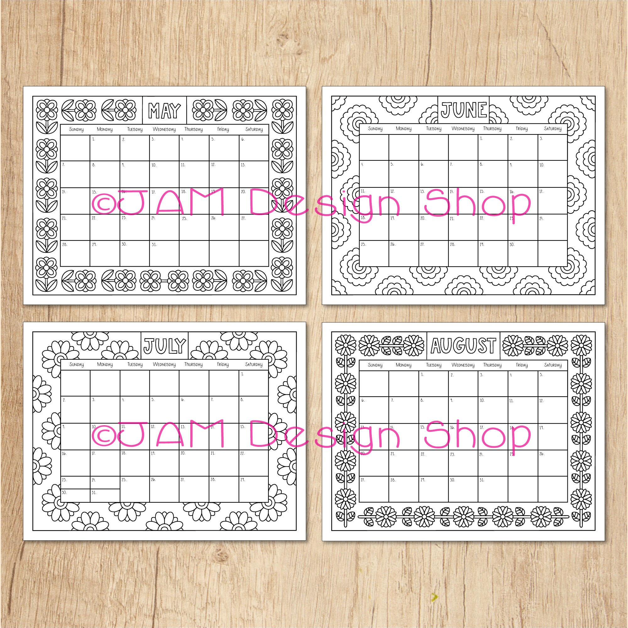 Digital Download, Printable Calendar 2023 Monthly, Floral Calendar 2023 ...