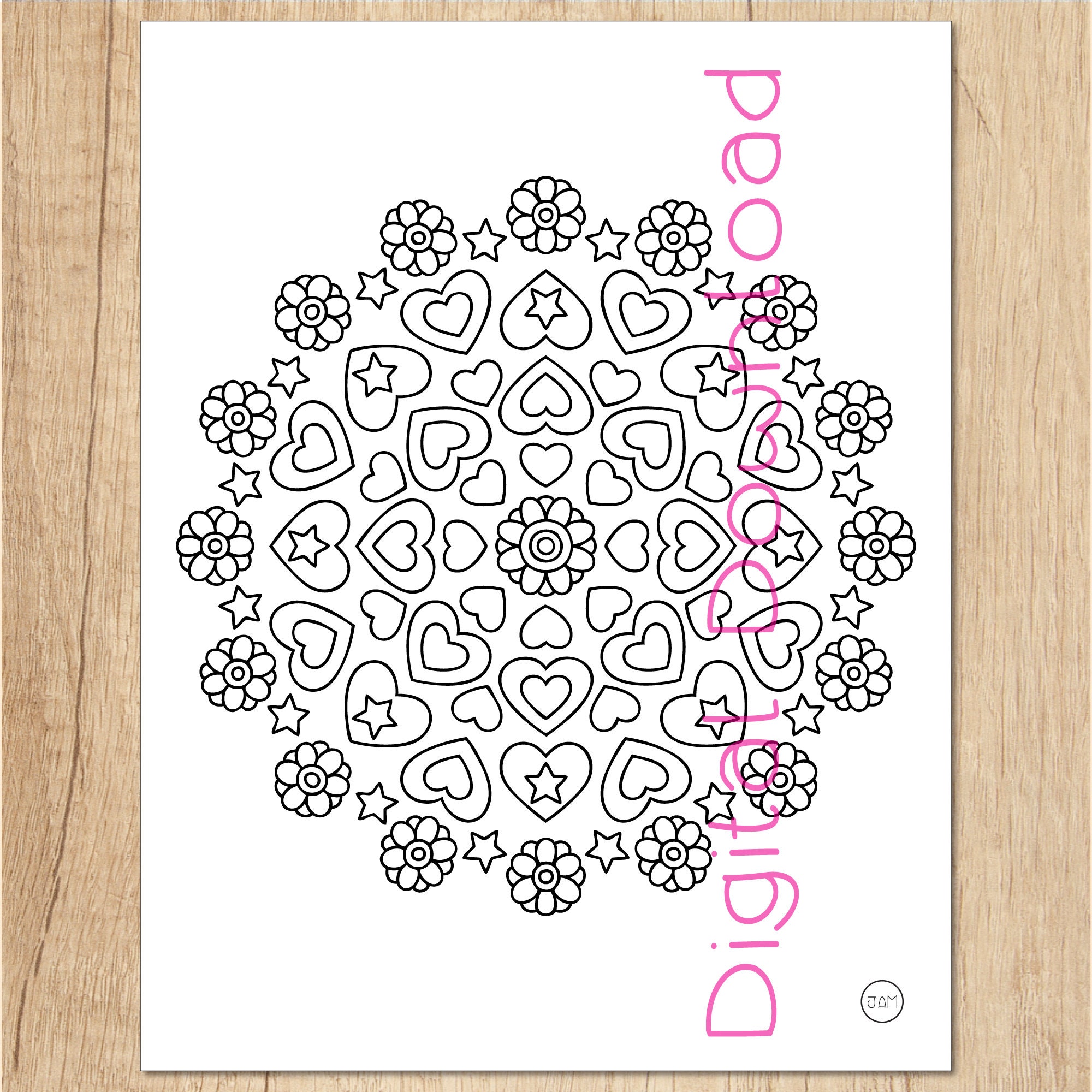 Coloring Page Bundle, Mandala Coloring Page, Kids Coloring, Heart Theme ...