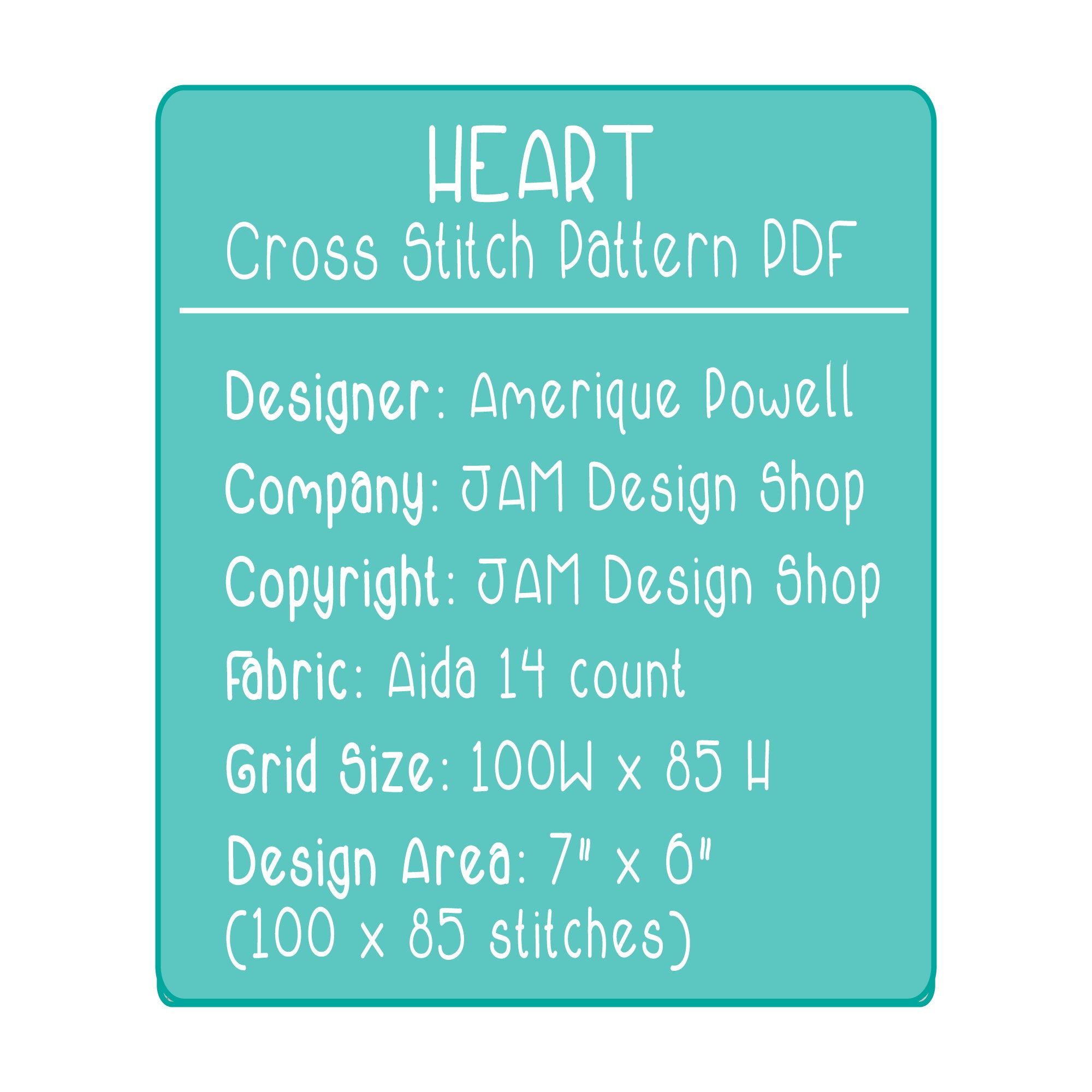 Cross Stitch Pattern PDF, Digital Download, Heart Decor, Cute Wall Art ...
