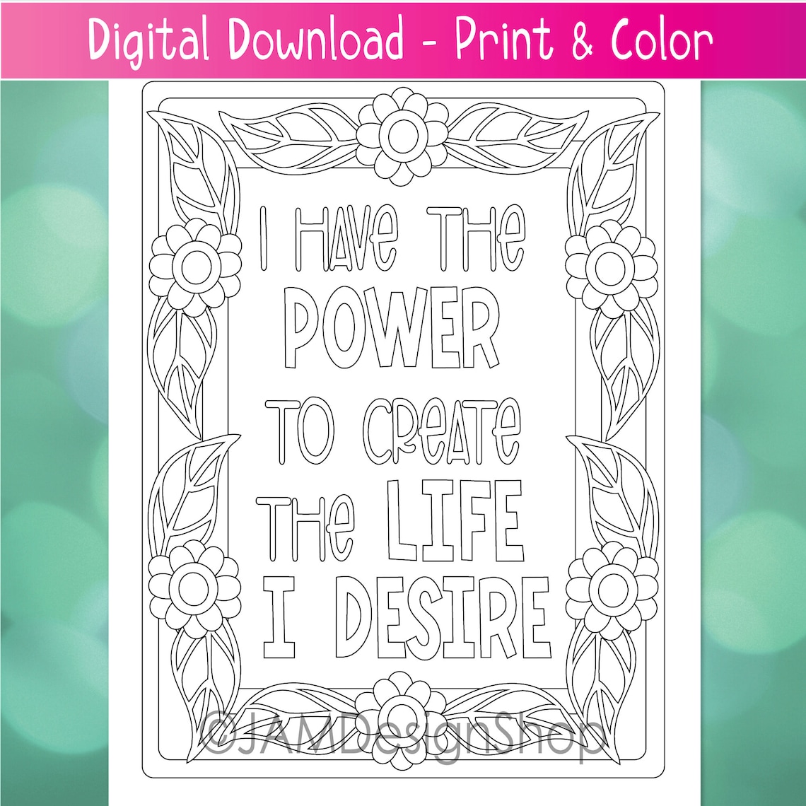Set of 3 Positive Affirmation Coloring Pages, Printable Coloring Page ...