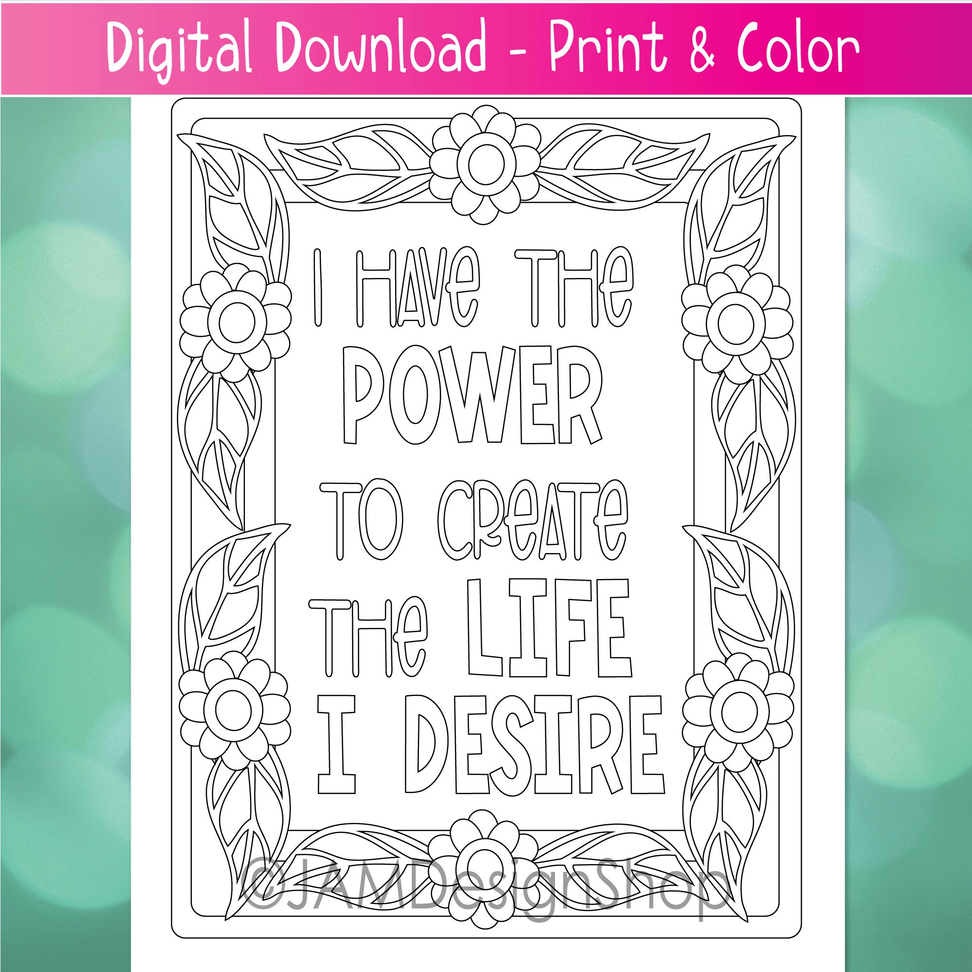 Set of 3 Positive Affirmation Coloring Pages, Printable Coloring Page ...