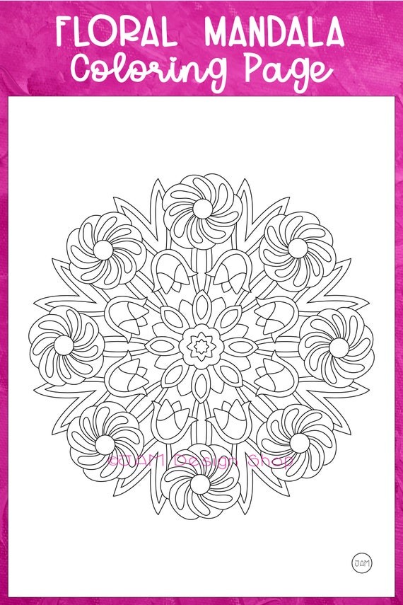 Flower Mandala Coloring Page Instant Download Printable | Etsy