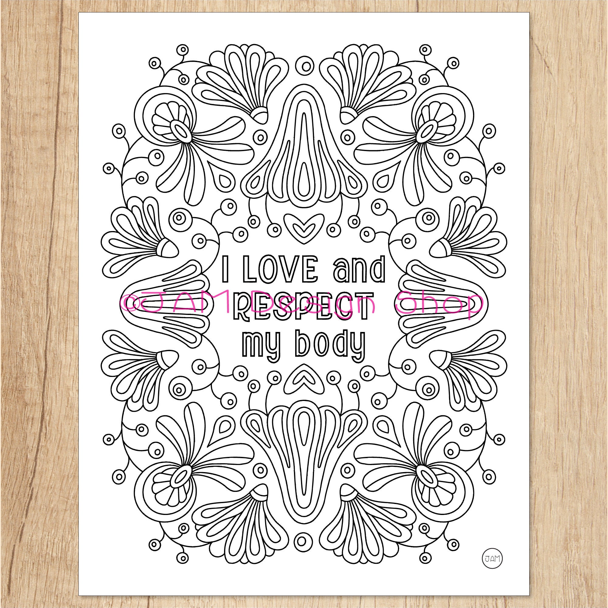 Digital Download, Coloring Page Set, Health Affirmations, Body ...