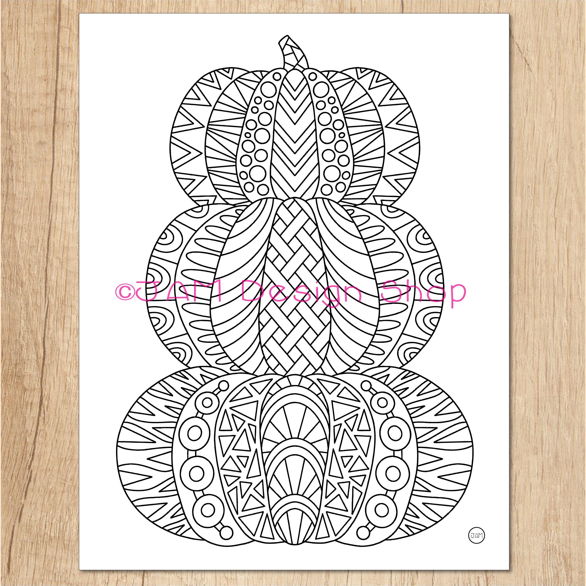 Digital Download, Coloring Page Set, Pumpkins, Fall, Autumn ...