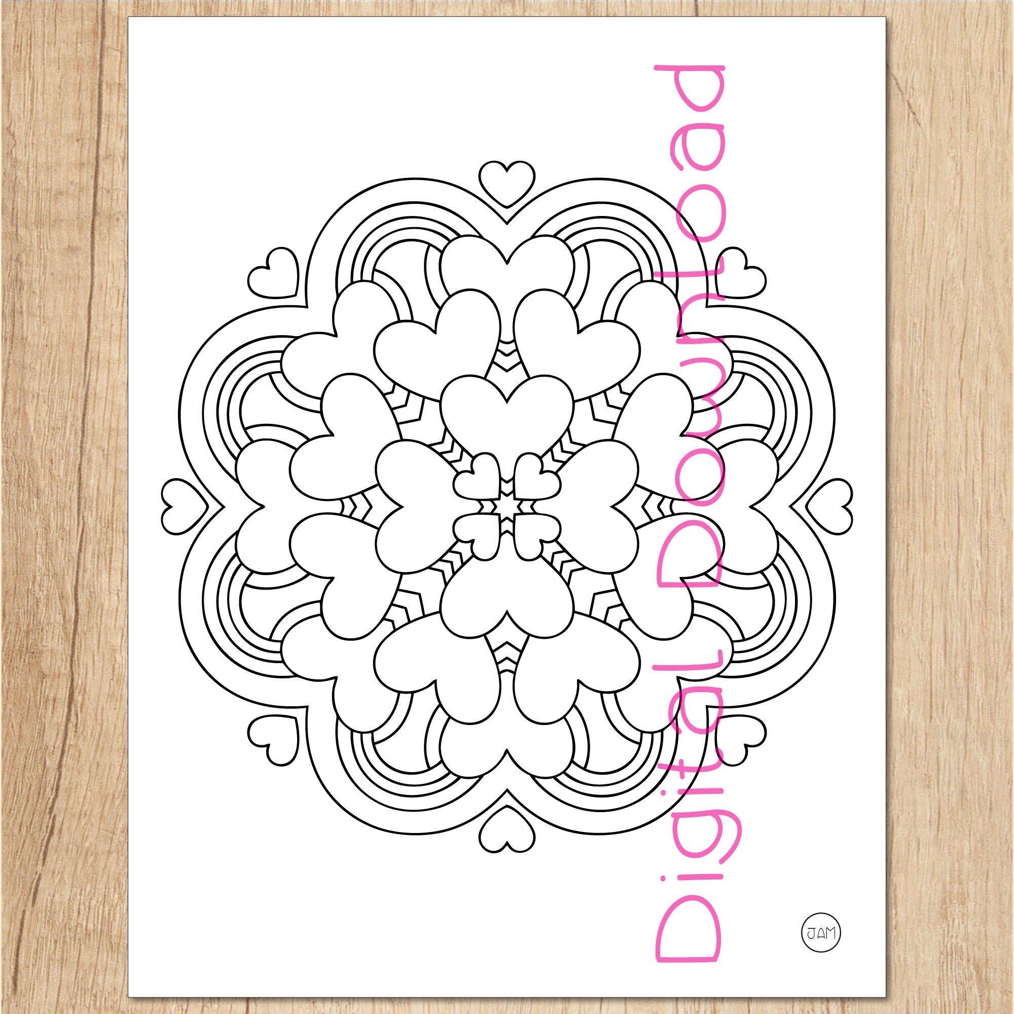 Coloring Page Bundle, Mandala Coloring Page, Kids Coloring, Heart Theme ...