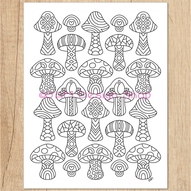 Digital Download, Magic Mushroom Coloring Page, Psychedelic Mushroom ...