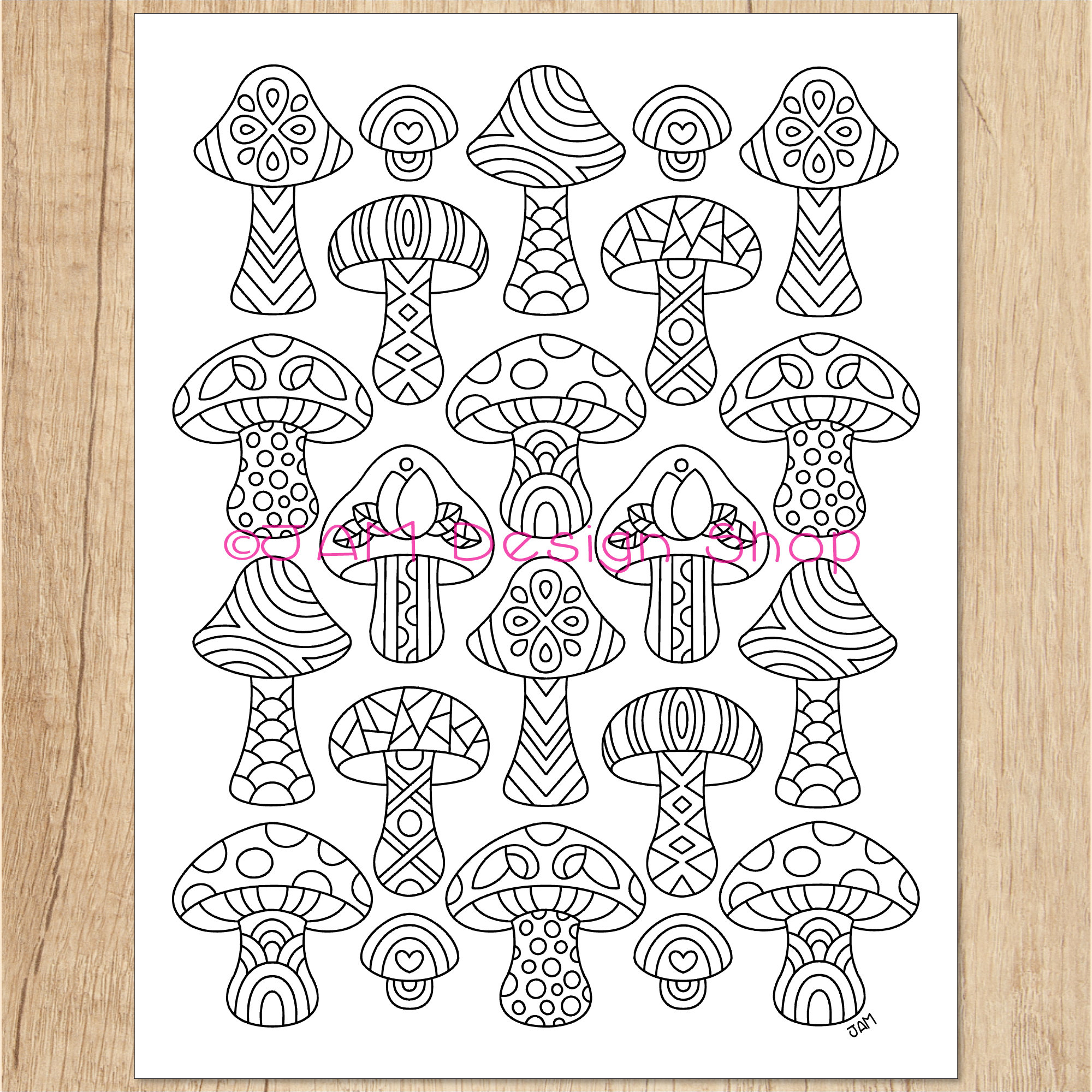 Digital Download, Magic Mushroom Coloring Page, Psychedelic Mushroom ...