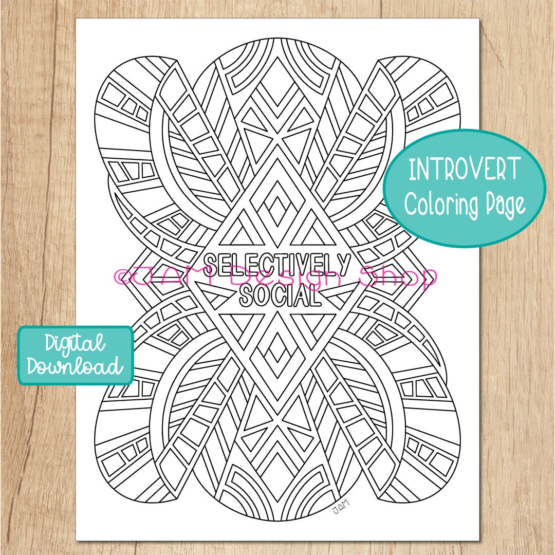 Introvert Gift, Introvert Quotes, Coloring Page, Coloring for Adults ...