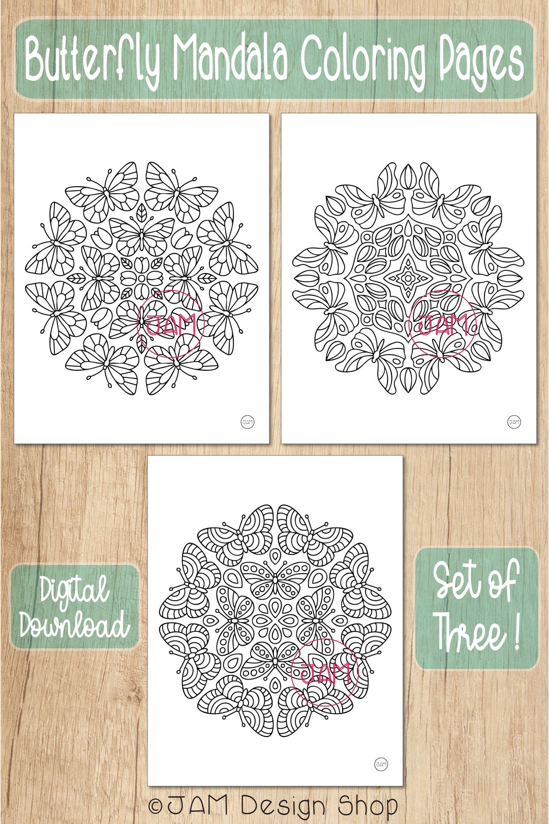 Butterfly Mandala Coloring Page, Coloring PDF, Adult Coloring Book ...