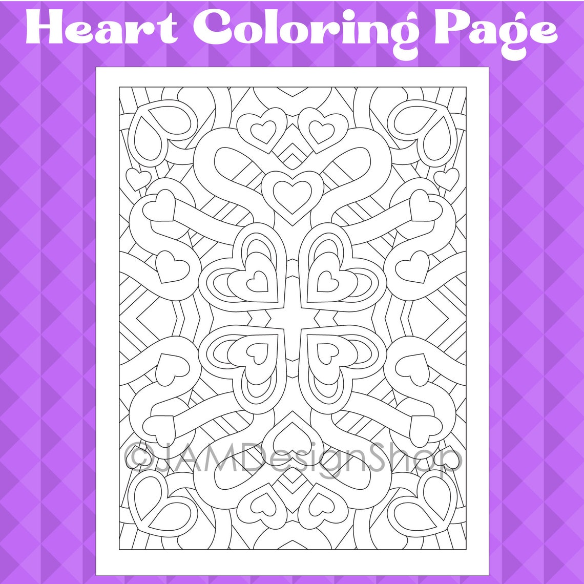 Heart Coloring Page Heart Design Coloring Pages Coloring - Etsy