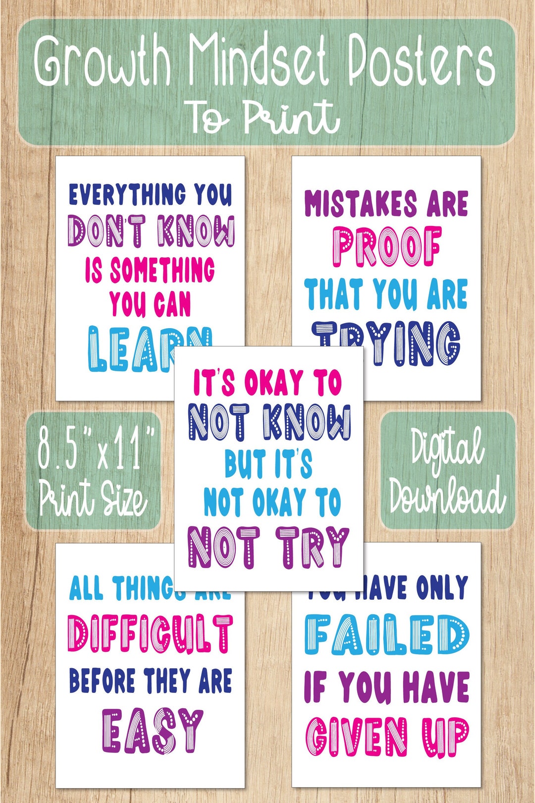 Growth Mindset Posters, Classroom Posters, Classroom Decor, Bulletin ...