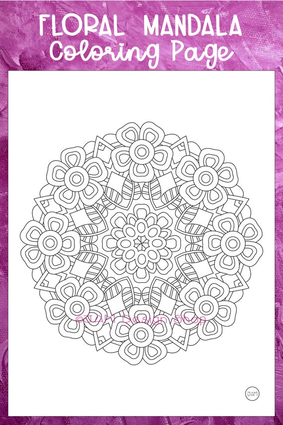 Flower Mandala Coloring Page Instant Download Printable | Etsy