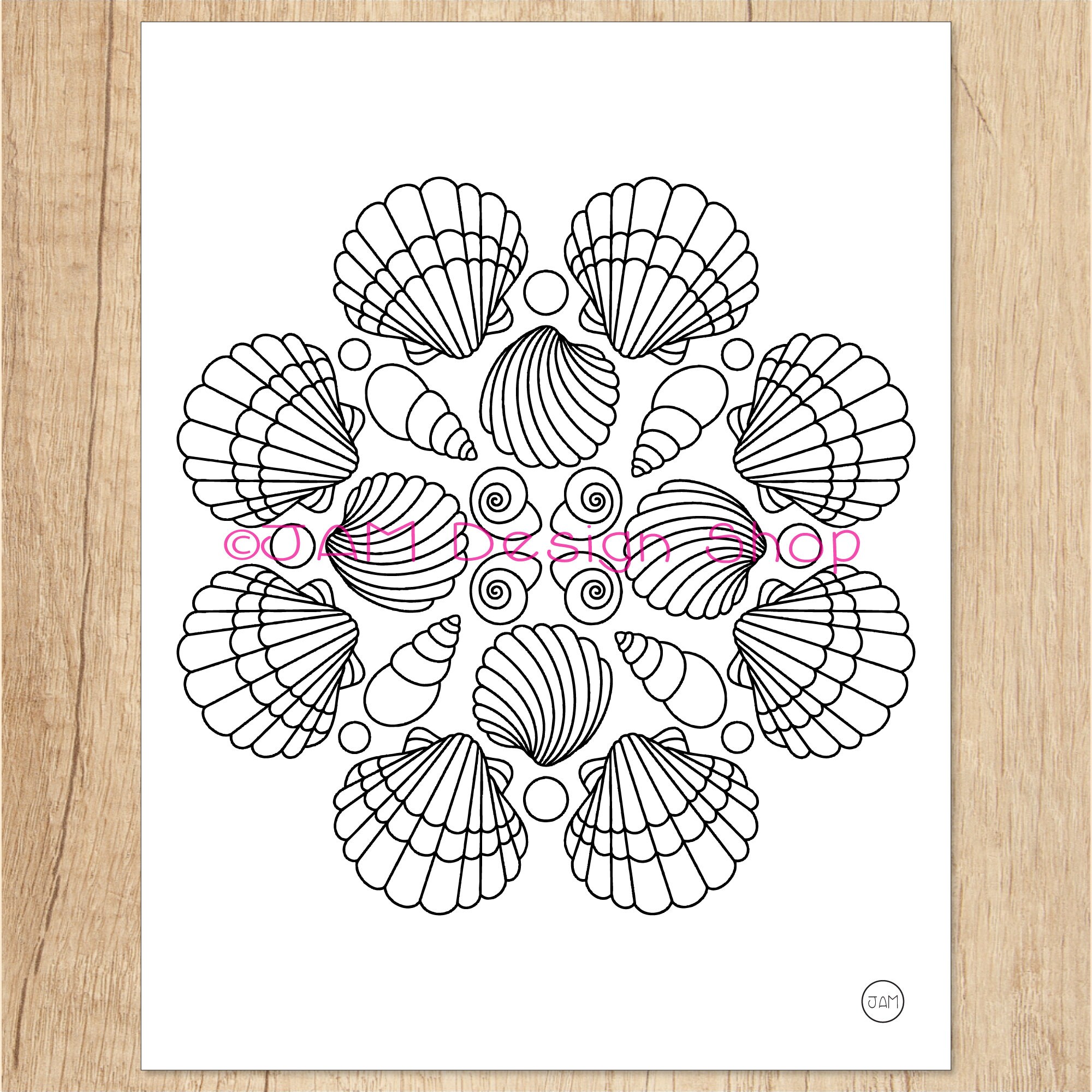 Seashell Mandala Coloring Page, Ocean Mandala, Digital Download ...