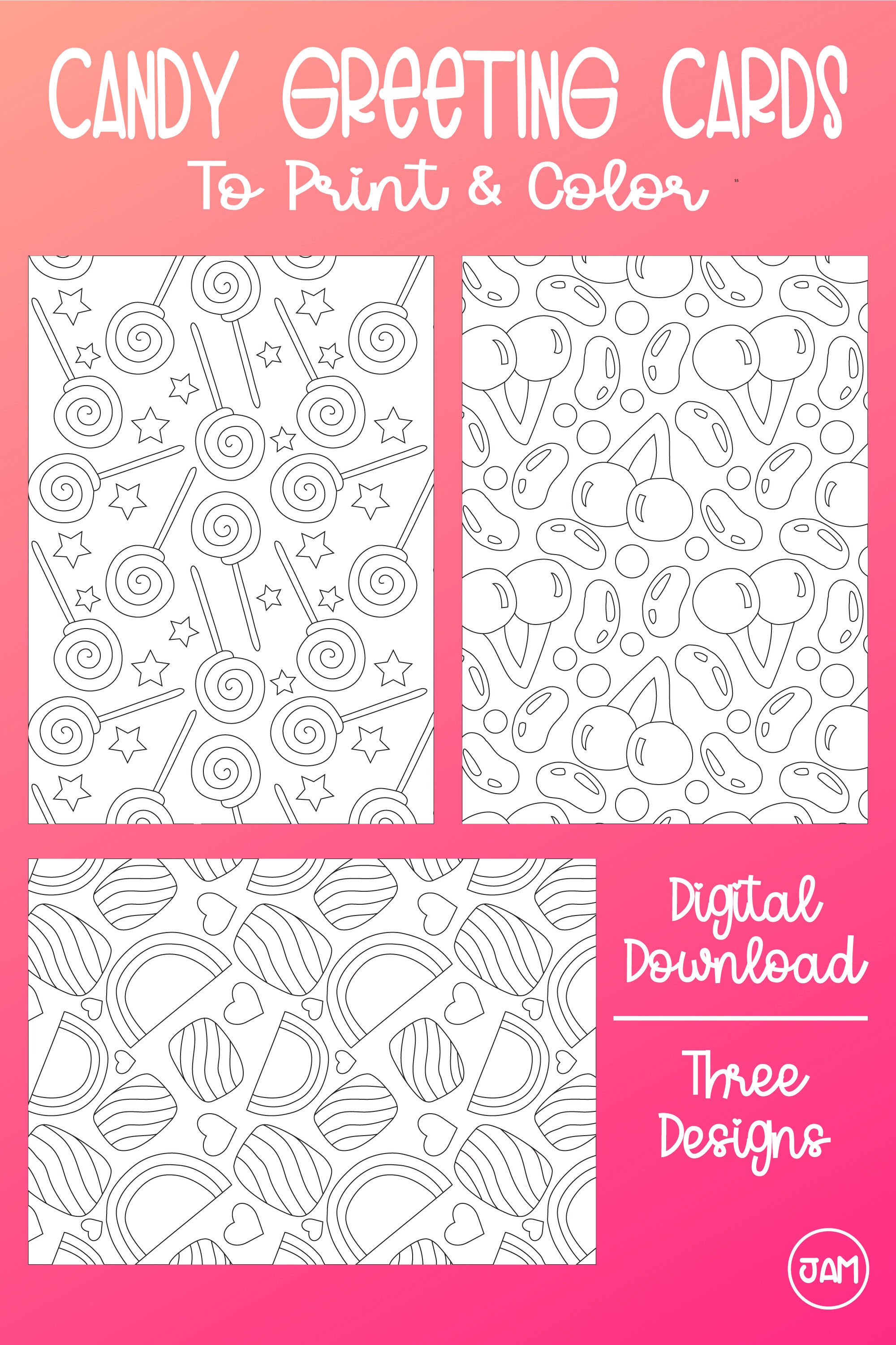 Coloring Cards, Coloring Book Cards, Candy Pattern, Thinking of You ...