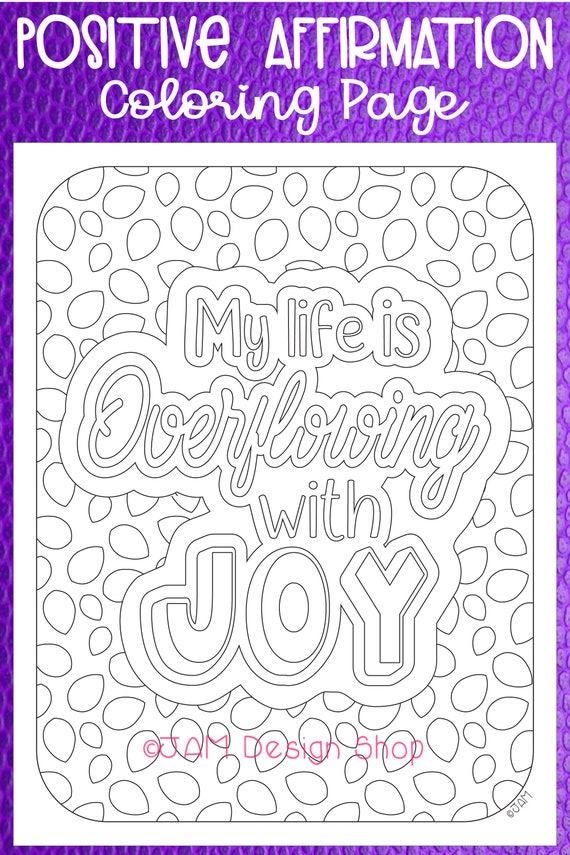 Positive Affirmation Coloring Page Affirmation Stress | Etsy