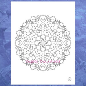 Flower Mandala Coloring Page Instant Download Printable | Etsy