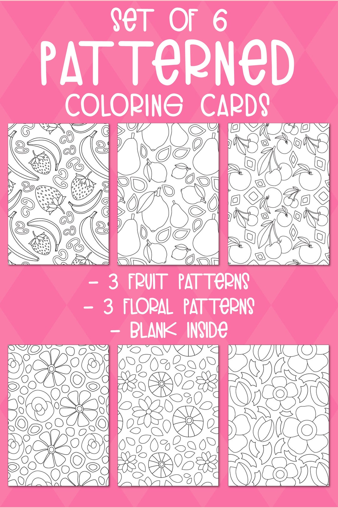 Greeting Card Set, Birthday Card Set, Greeting Cards, Coloring Cards ...